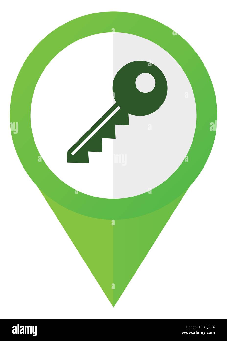 Key green flat design pointer vector icon isolated on white background ...