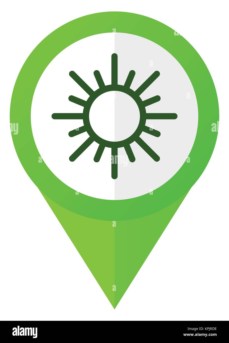 Sun green flat design pointer vector icon isolated on white background ...