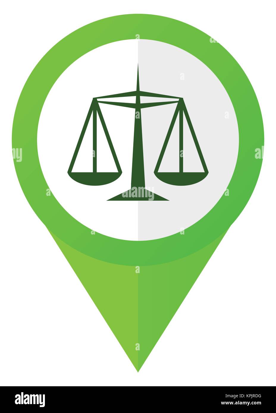 Justice green flat design pointer vector icon isolated on white ...