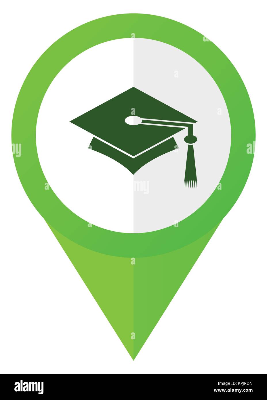Education green flat design pointer vector icon isolated on white ...