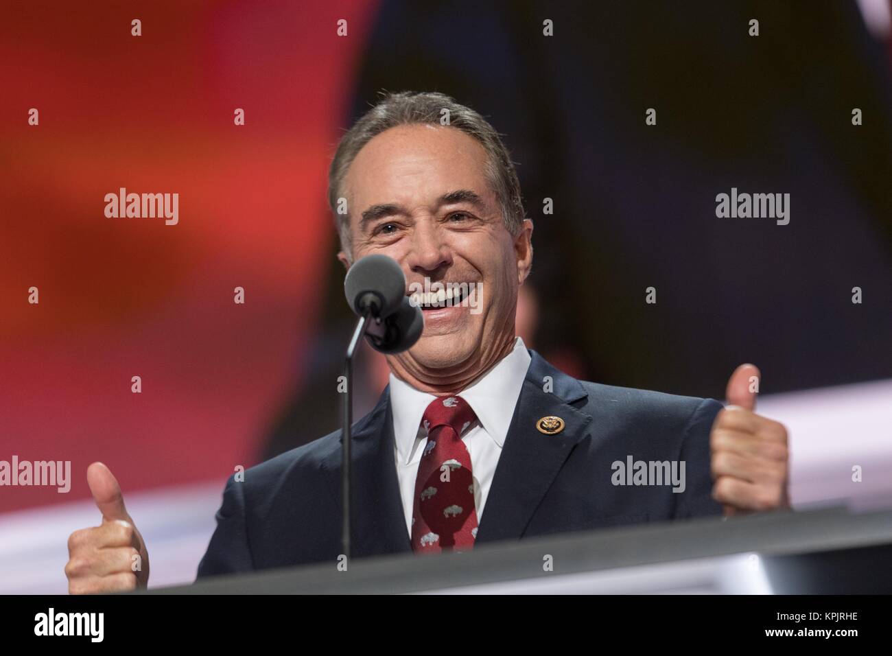 Rep. Chris Collins of New York addresses delegates during the roll call ...
