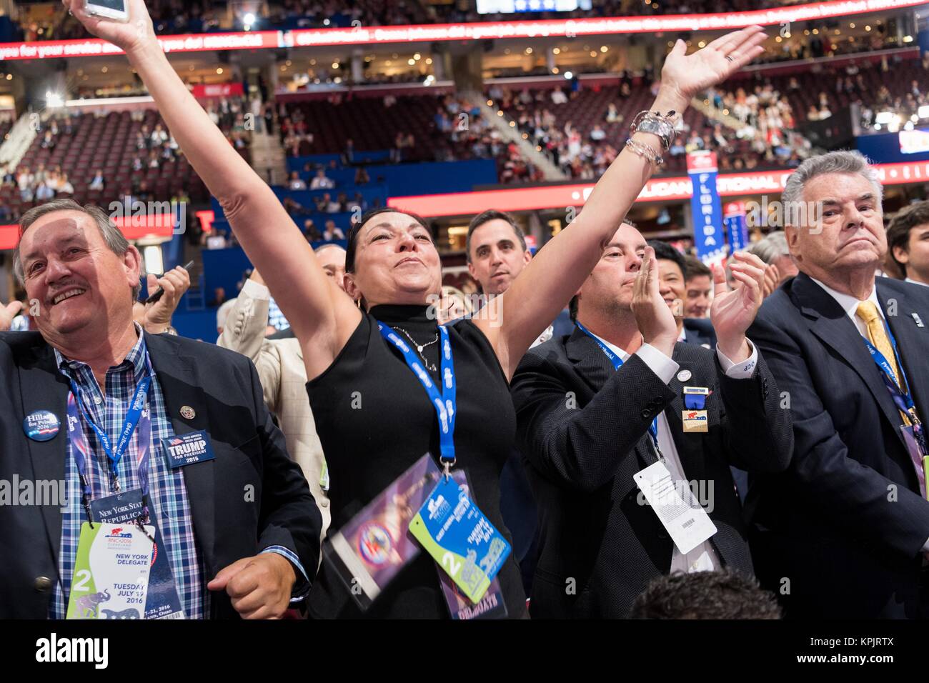 New York delegates celebrate the nomination of Donald Trump during the ...