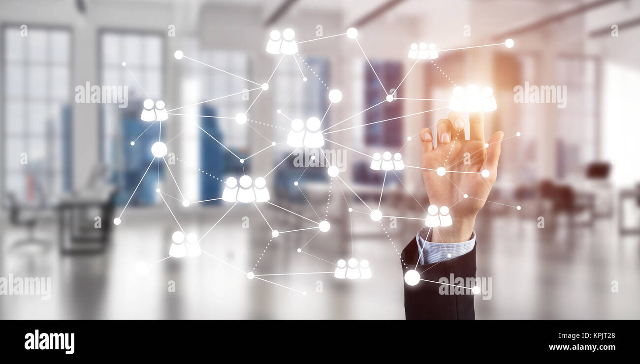 Close up of businesswoman hand touching network concept on screen Stock ... Close up of businesswoman hand touching network concept on screen Stock ...
