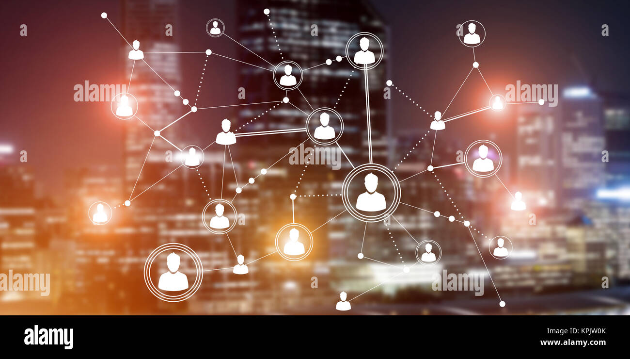 Background conceptual image with social connection lines on dark ...