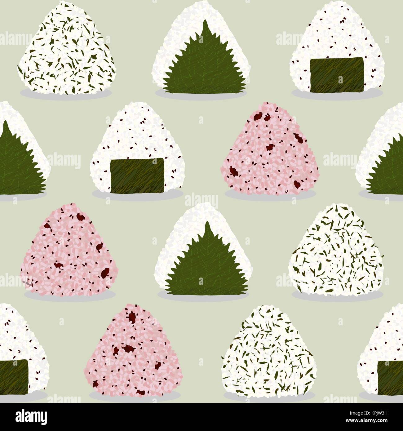Onigiri pattern. Japanese sticky rice ball. Seamless pattern. Asian ...