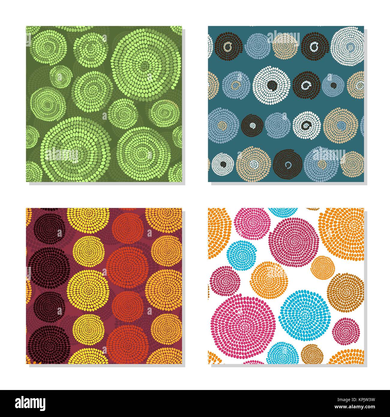 Four simple backgrounds. Seamless patterns. Colorful dots and circles ...