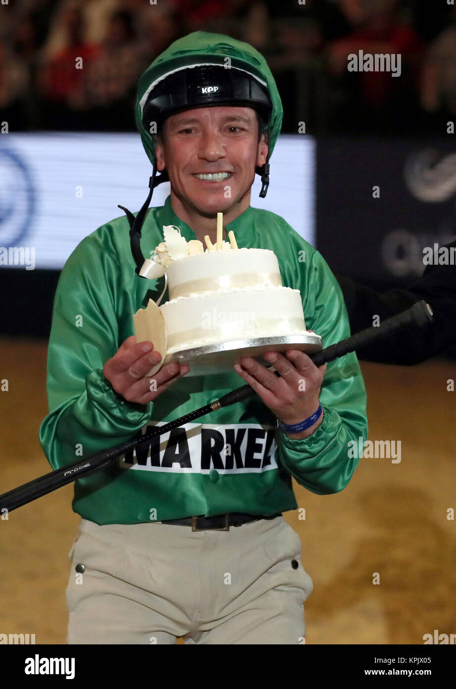 Frankie Dettori gets his birthday cake off Simon Brooks Ward after he ...