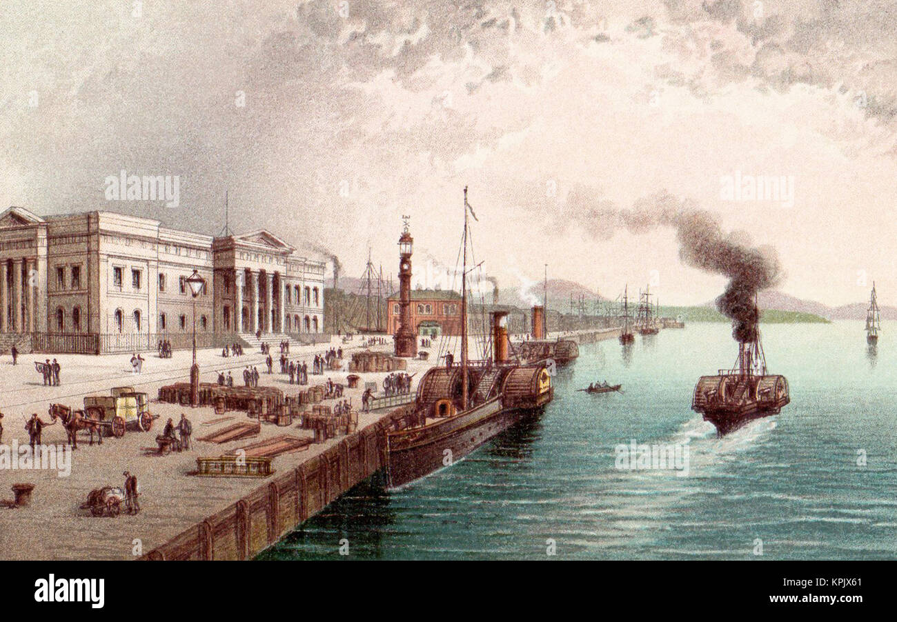 The Custom House, Greenock, Scotland, Victorian illustration Stock ...