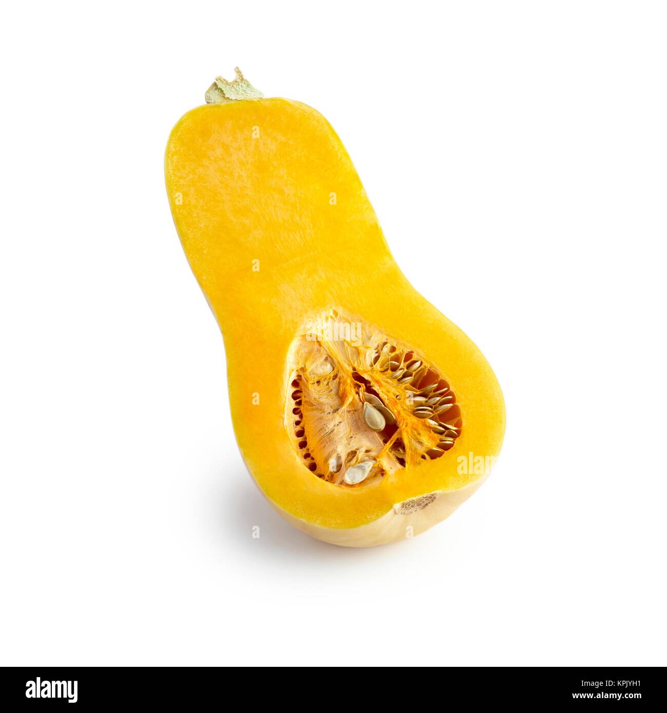 Half a butternut squash against a white background Stock Photo - Alamy