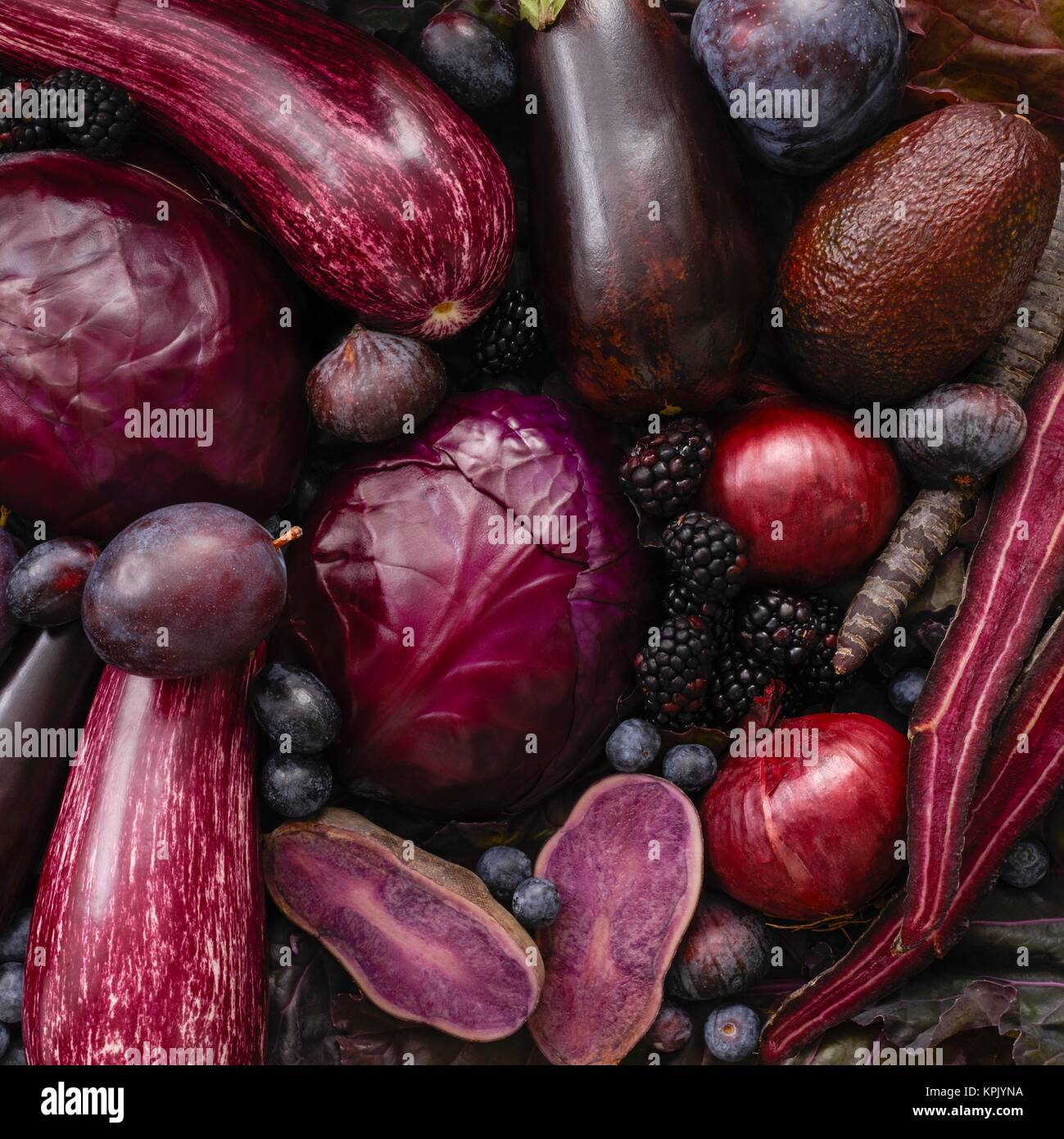 Fresh purple produce, full frame Stock Photo - Alamy