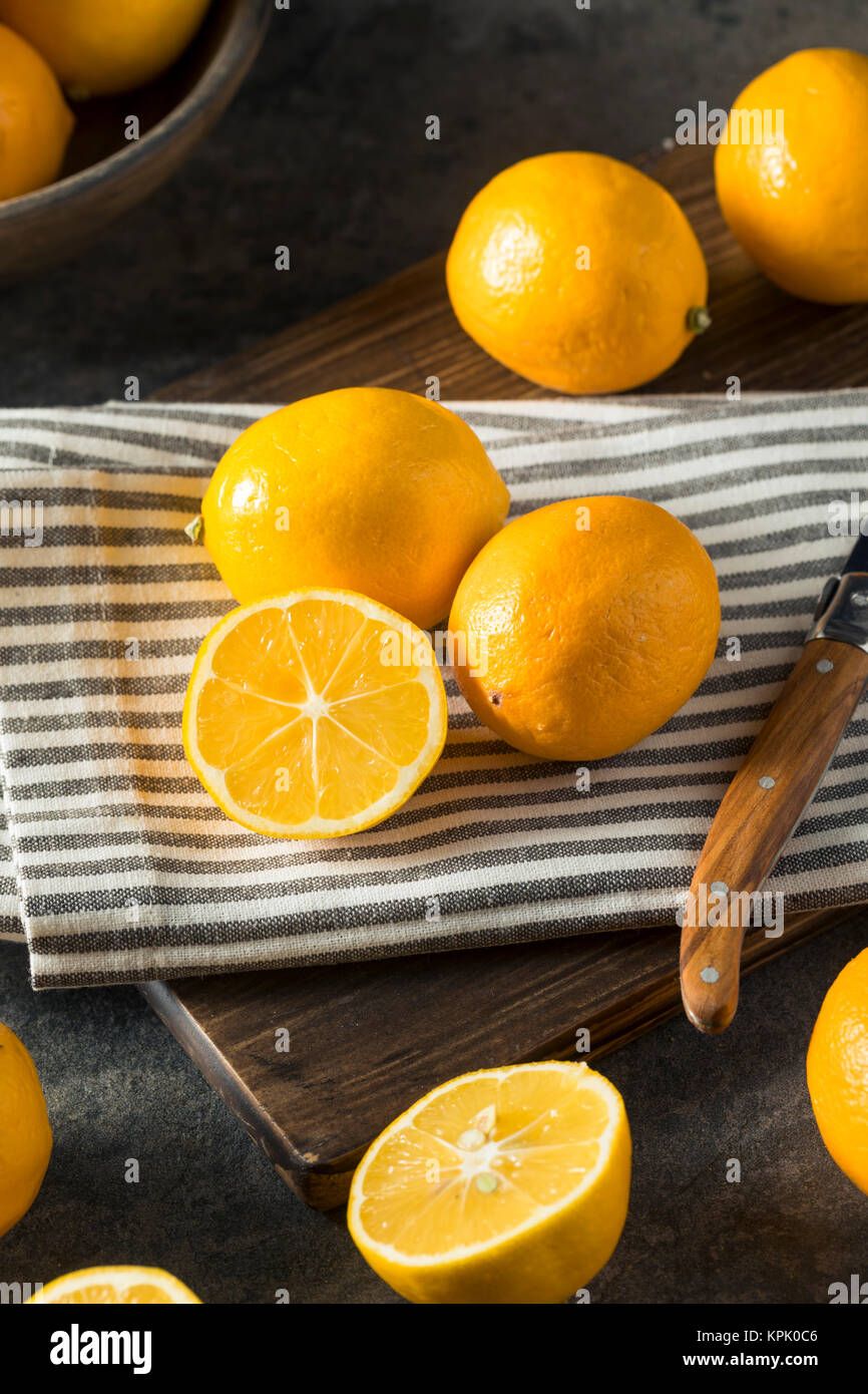 Raw Yellow Organic Meyer Lemons Ready to Juice Stock Photo - Alamy