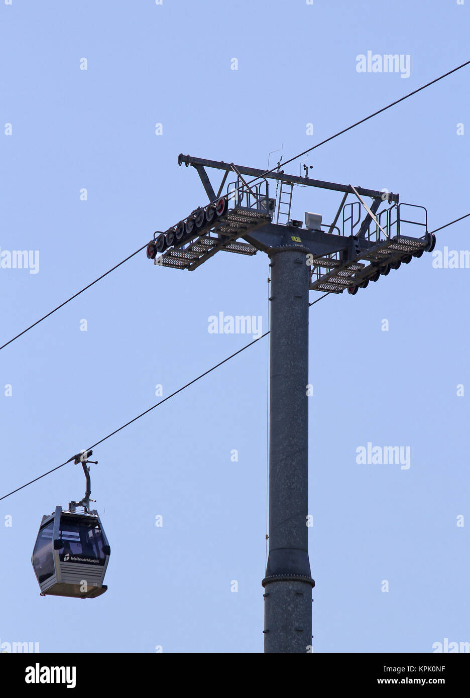 A Montjuic cable car and pylon, Catalonia, Barcelona, Spain Stock Photo ...