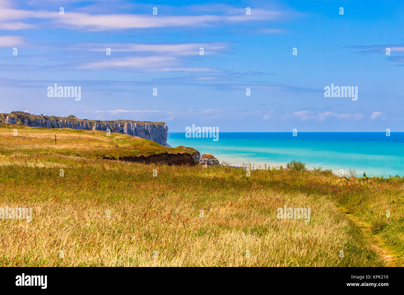 Beautiful landscape on the Normandy coast, close to Etretat in the ...