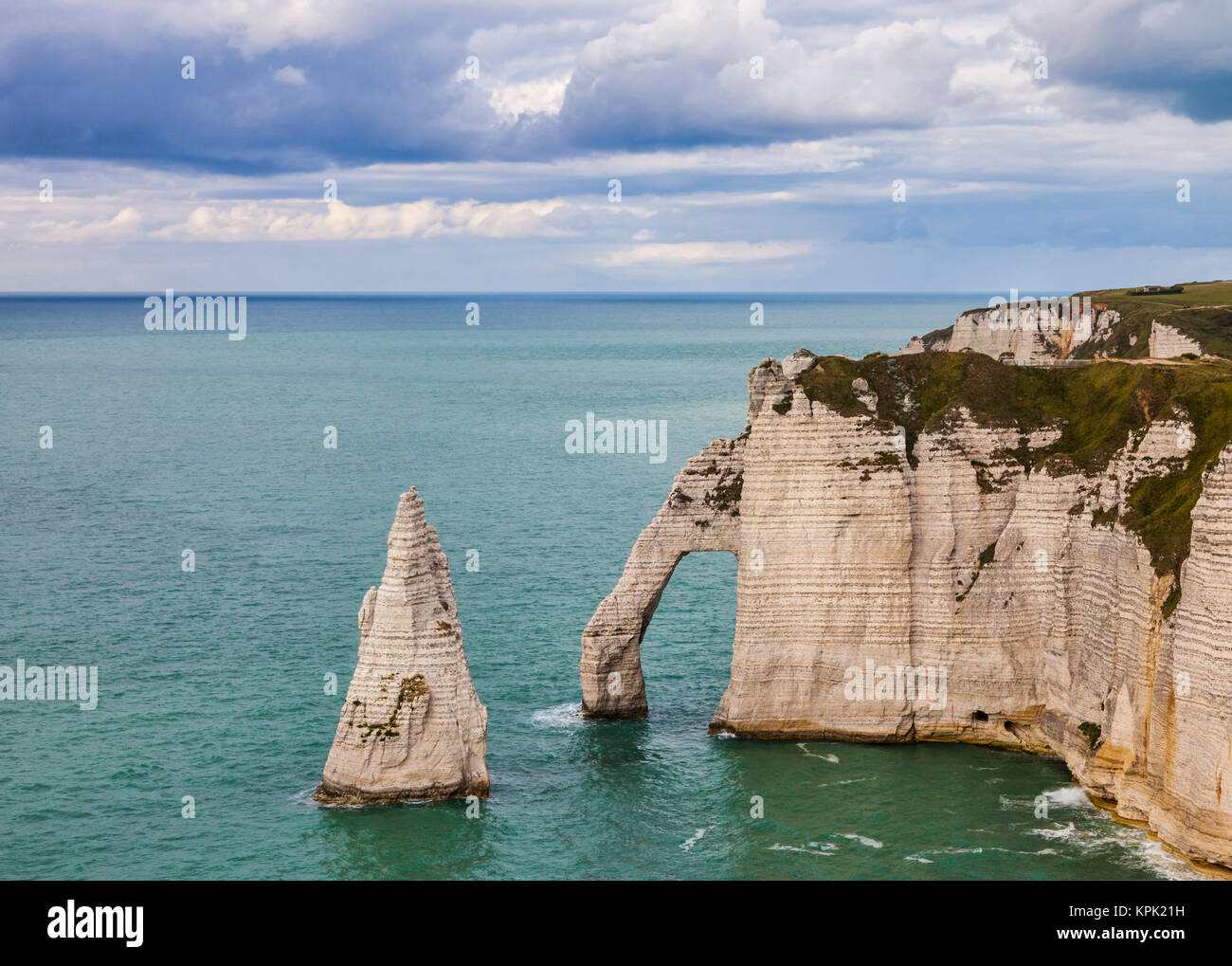 Specific cliffs in Etretat in the Upper-Normandy region in Northern ...