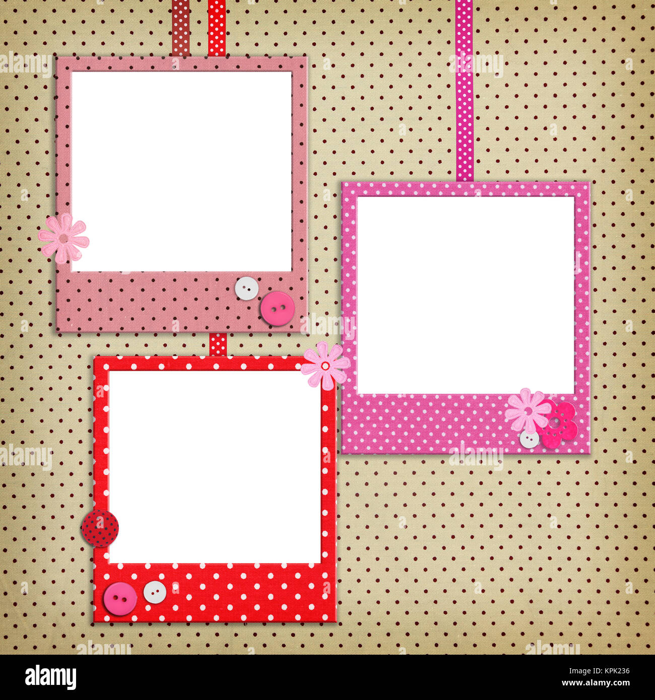 Photo frames with polka dot patterns and background Stock Photo - Alamy