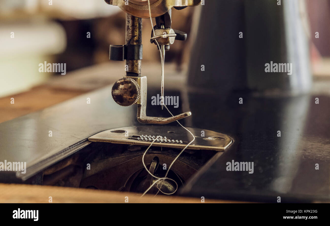 Close-up image of the needle of a vintage sewing machine Stock Photo ...