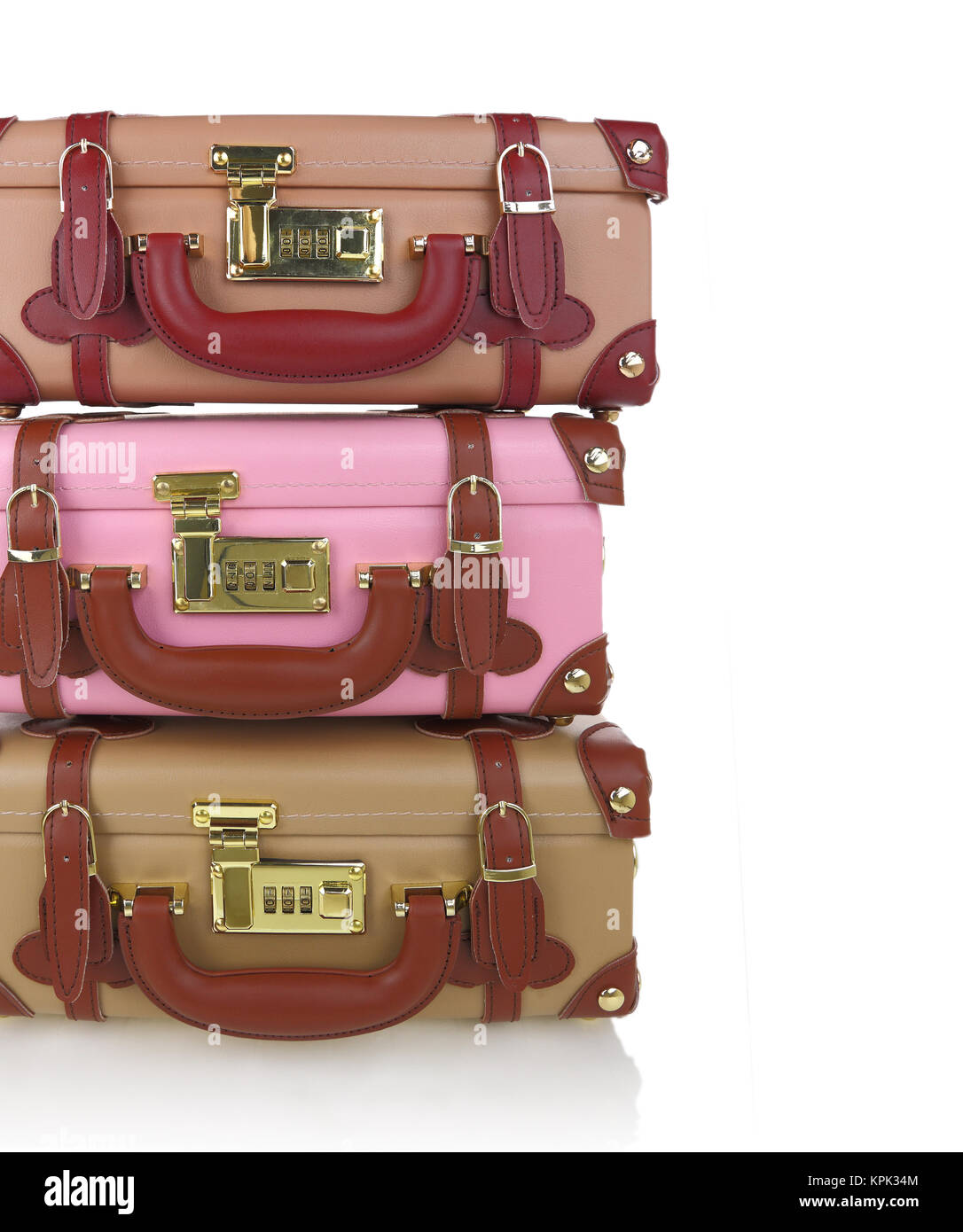 Stack of travel suitcases isolated on white Stock Photo - Alamy