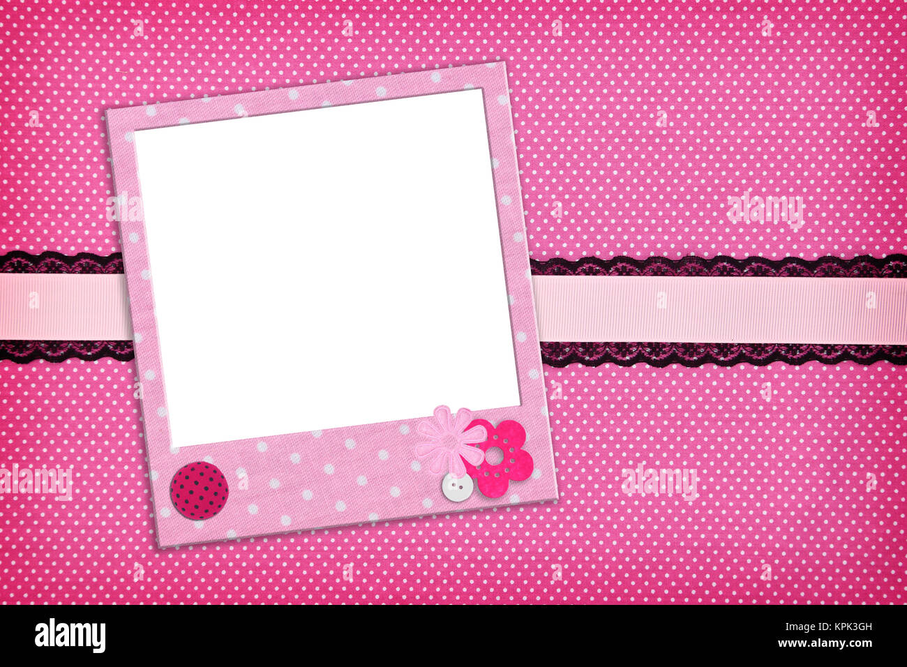 Photo frame on pink polka dot background Stock Photo - Alamy