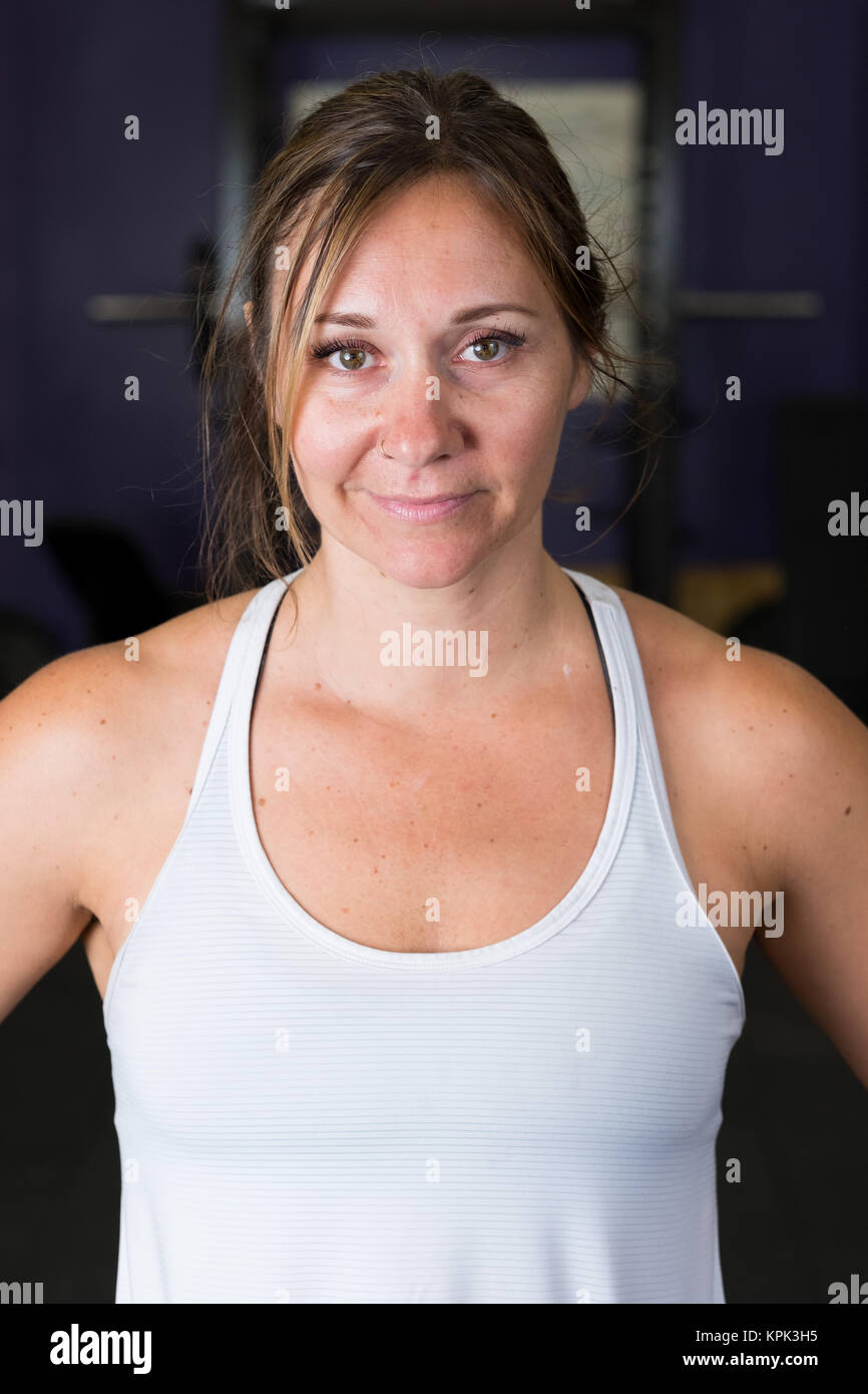Female at Cross Training Fitness Gym Stock Photo - Alamy
