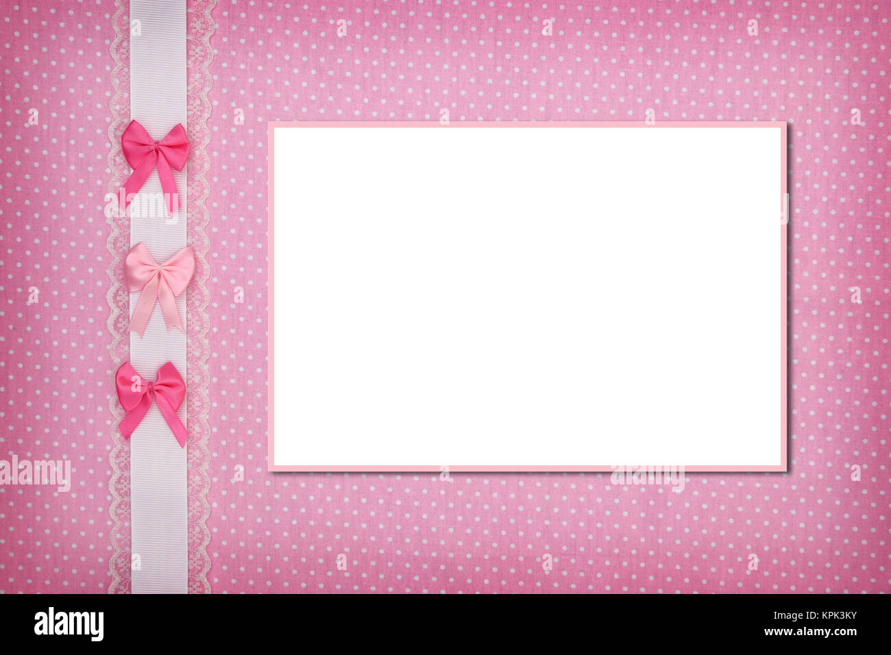 Photo frame on pink polka dot background Stock Photo - Alamy
