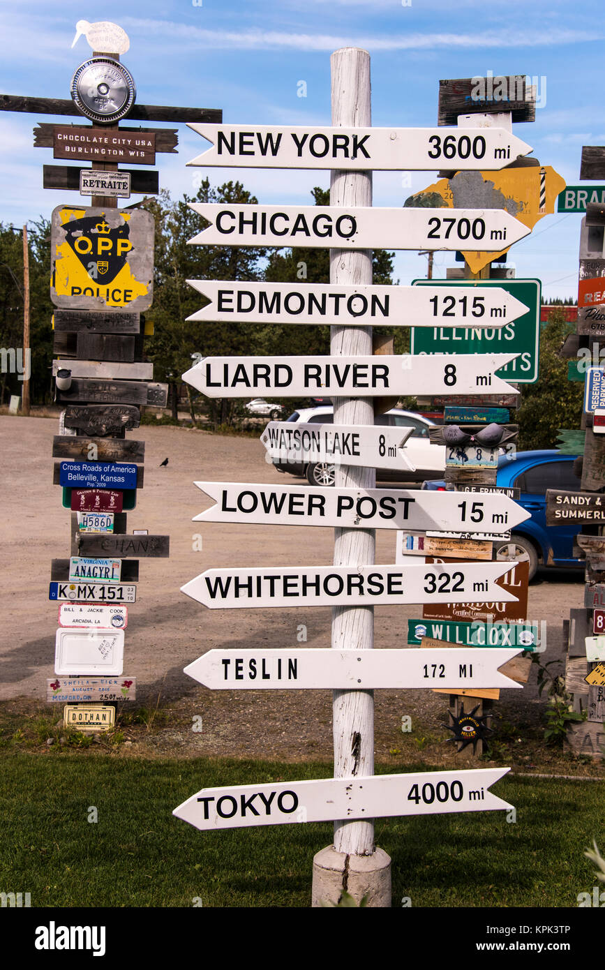 Signpost forest displaying numerous destination and distance signs ...