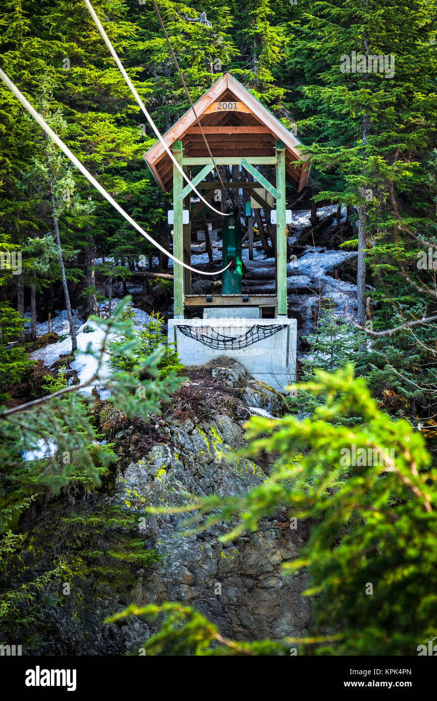 A hand tram over Winner Creek near Girdwood, Kenai National Forest ...