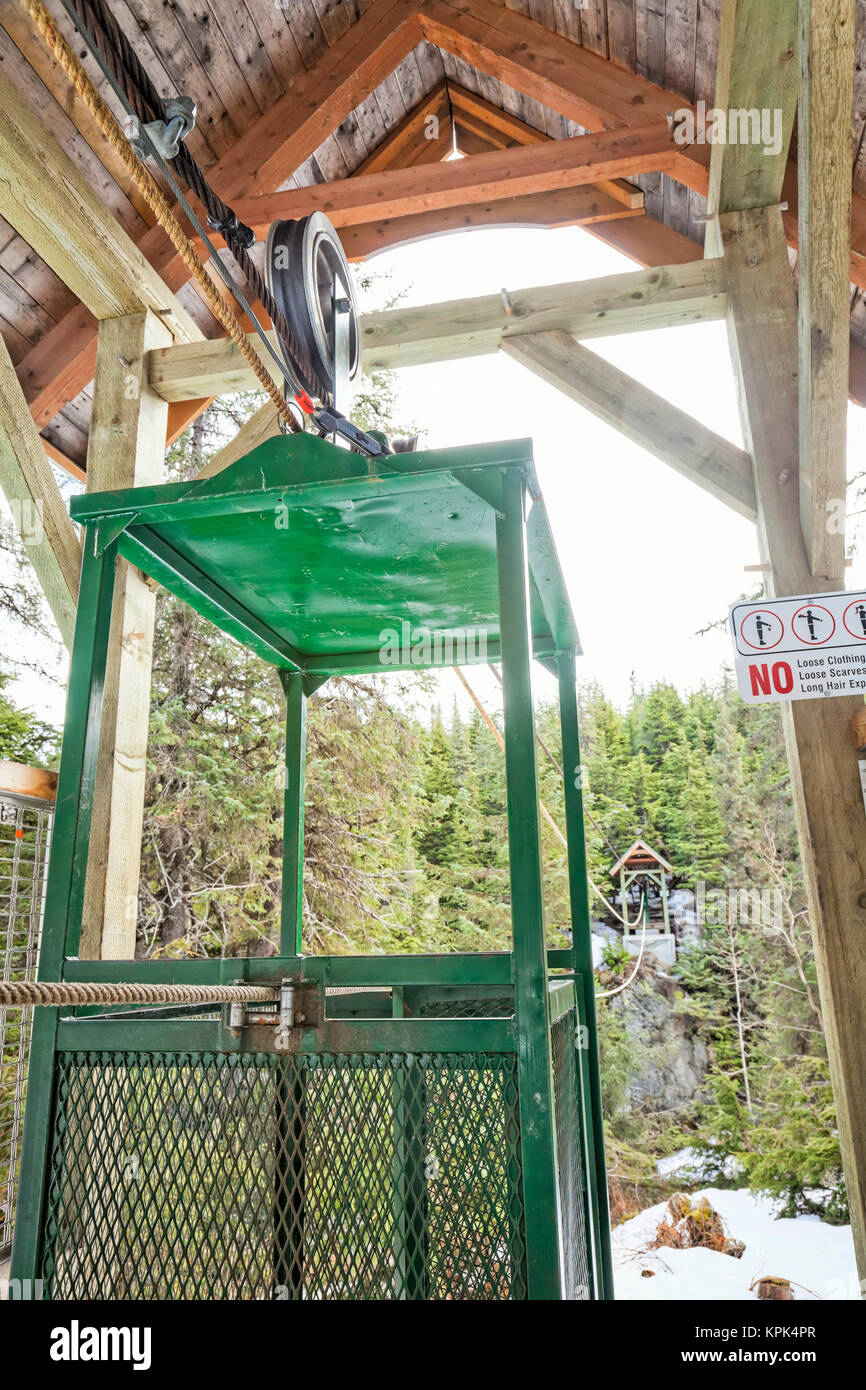 A hand tram over Winner Creek near Girdwood, Kenai National Forest ...