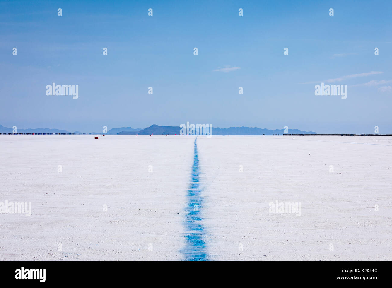 Blue line showing edge of track on Bonneville Speedway on Bonneville ...