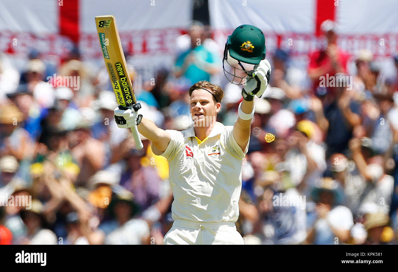 Australia's Steve Smith celebrates his century during day three of the ...