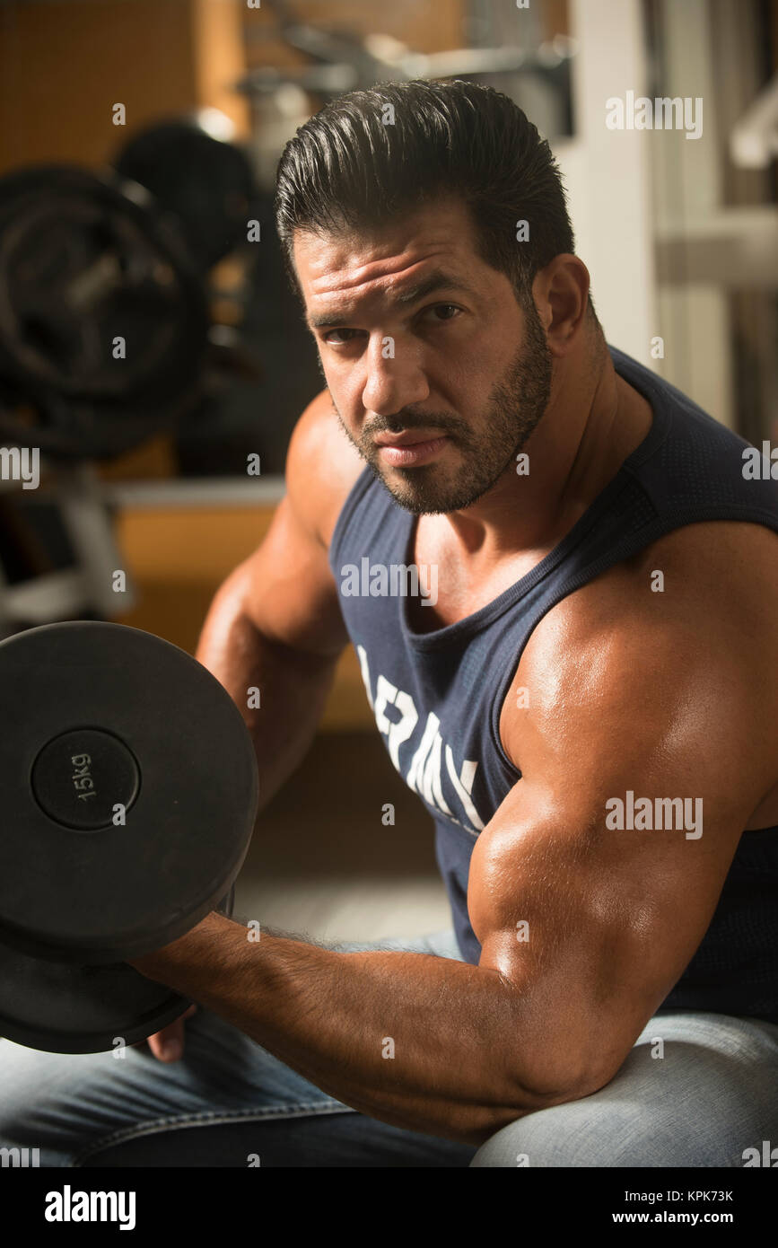 Muscular Lebanese male in the gym Stock Photo - Alamy