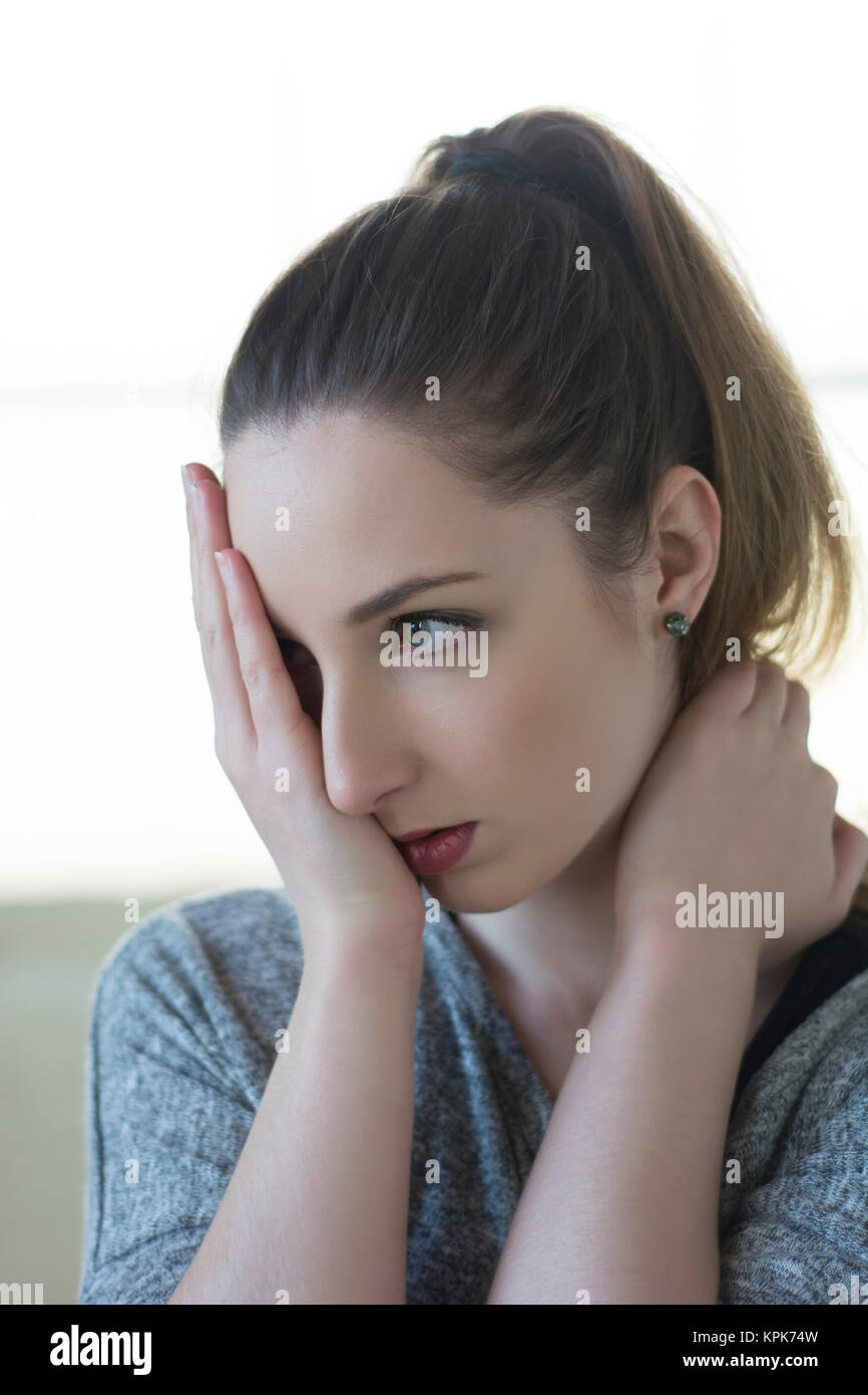 Hand over face sad hi-res stock photography and images - Alamy