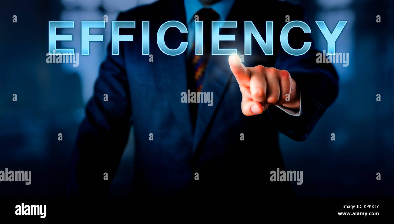 Industrial Manager Pushing EFFICIENCY Stock Photo - Alamy