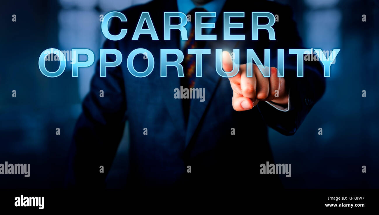 Recruiter Pushing CAREER OPPORTUNITY Stock Photo - Alamy