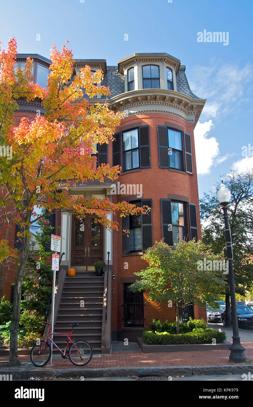 USA, Massachusetts, Boston. A brick home in Boston's historic South End ...