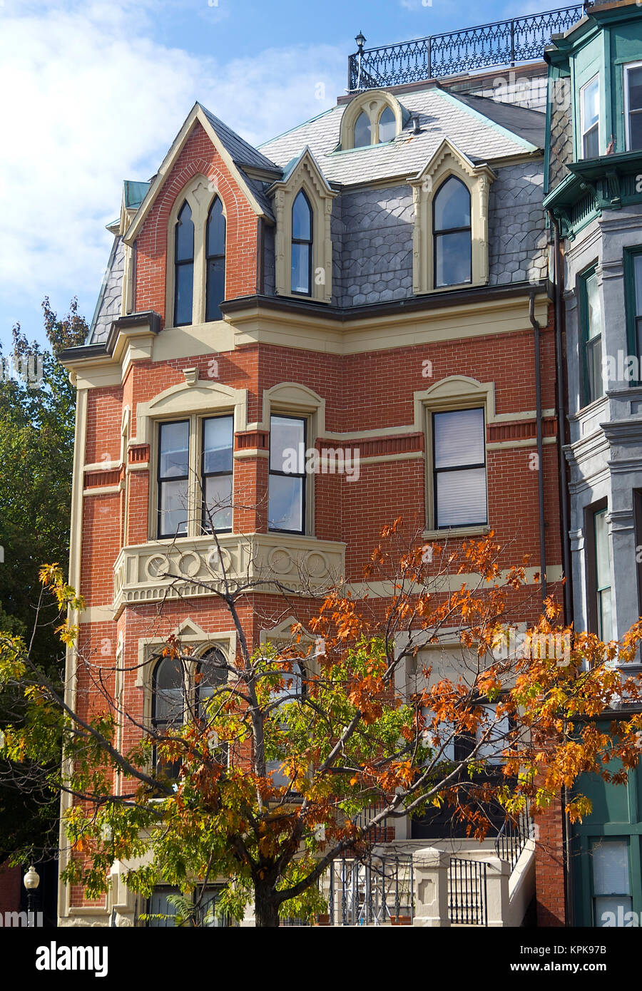 USA, Massachusetts, Boston. A brick home in the historic South End ...