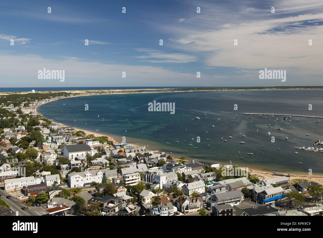 USA, MASSACHUSETTS, Cape Cod: Provincetown, Town View with curve of ...