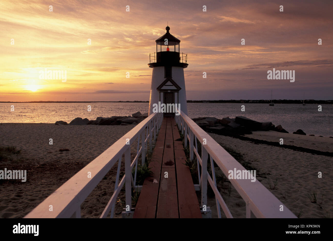 Usa Massachusetts Nantucket Island Brant Point Lighthouse Stock