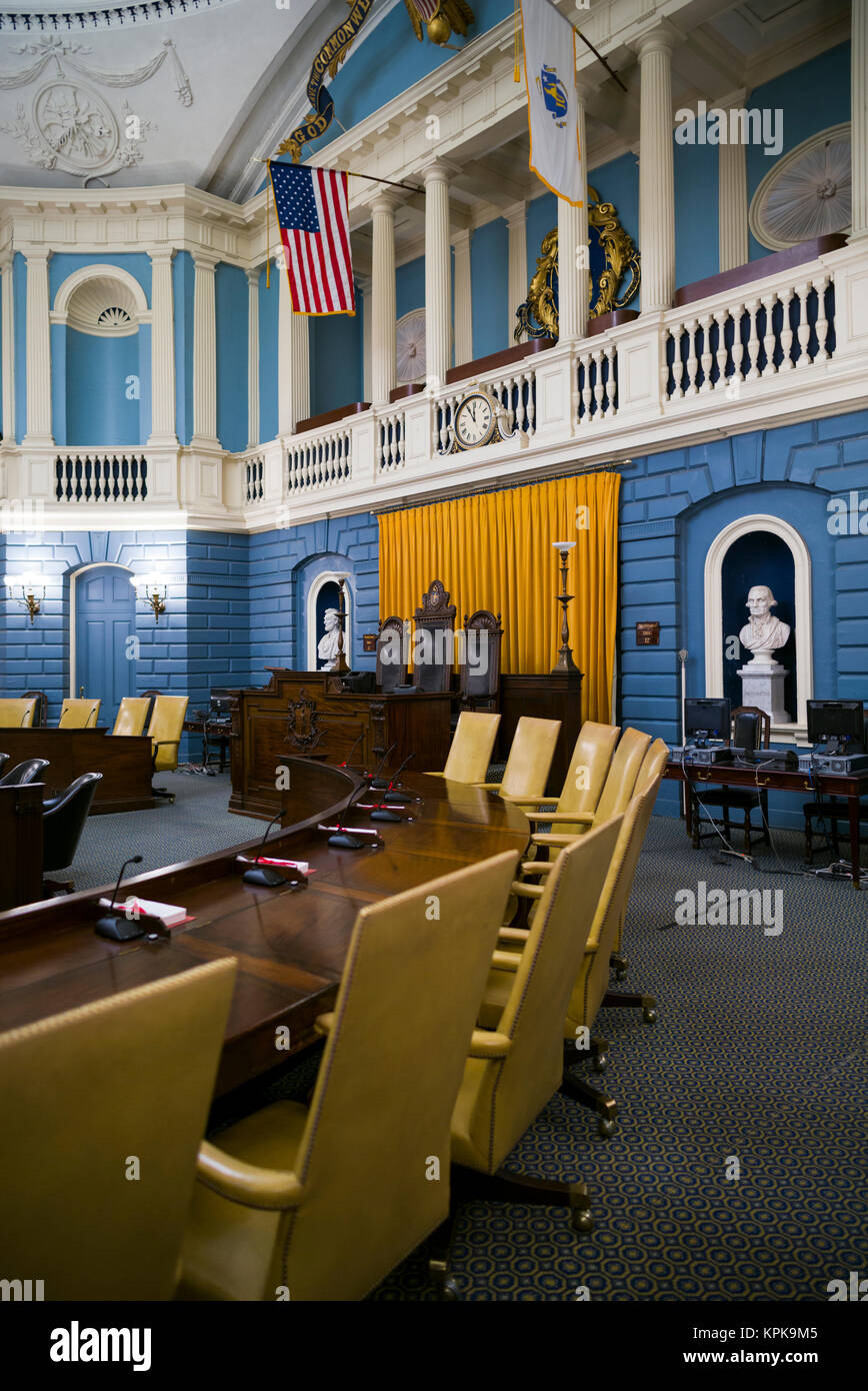 USA, Massachusetts, Boston, Massachusetts State House, state senate ...