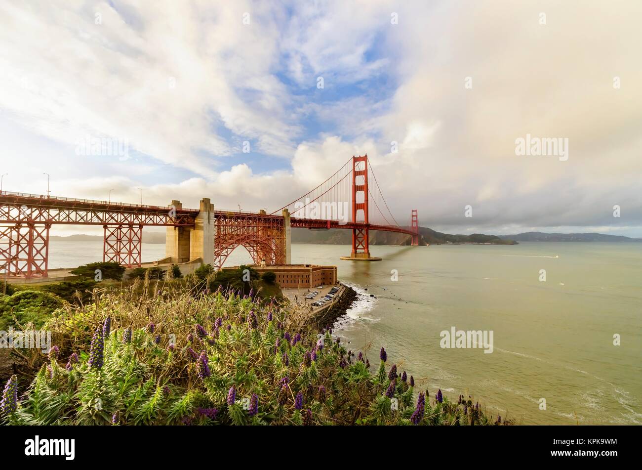 Golden gate bridge base of tower water hi-res stock photography and ...