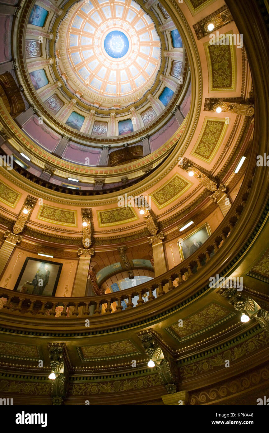 USA, Michigan, Lansing: Michigan State Capitol, Interior of the Dome ...