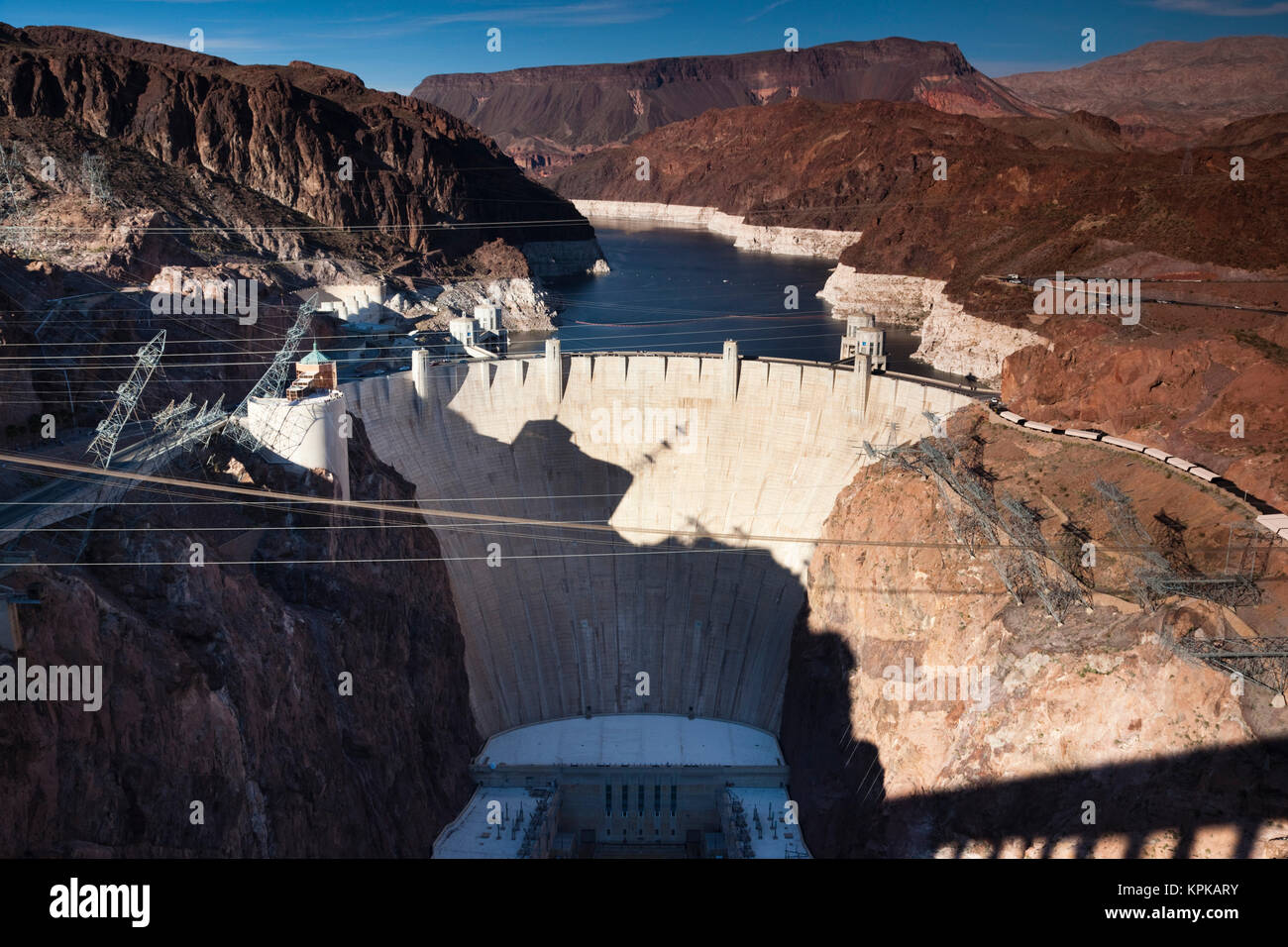 USA, Nevada, Las Vegas Area, The Hoover Dam, high vantage view from the ...