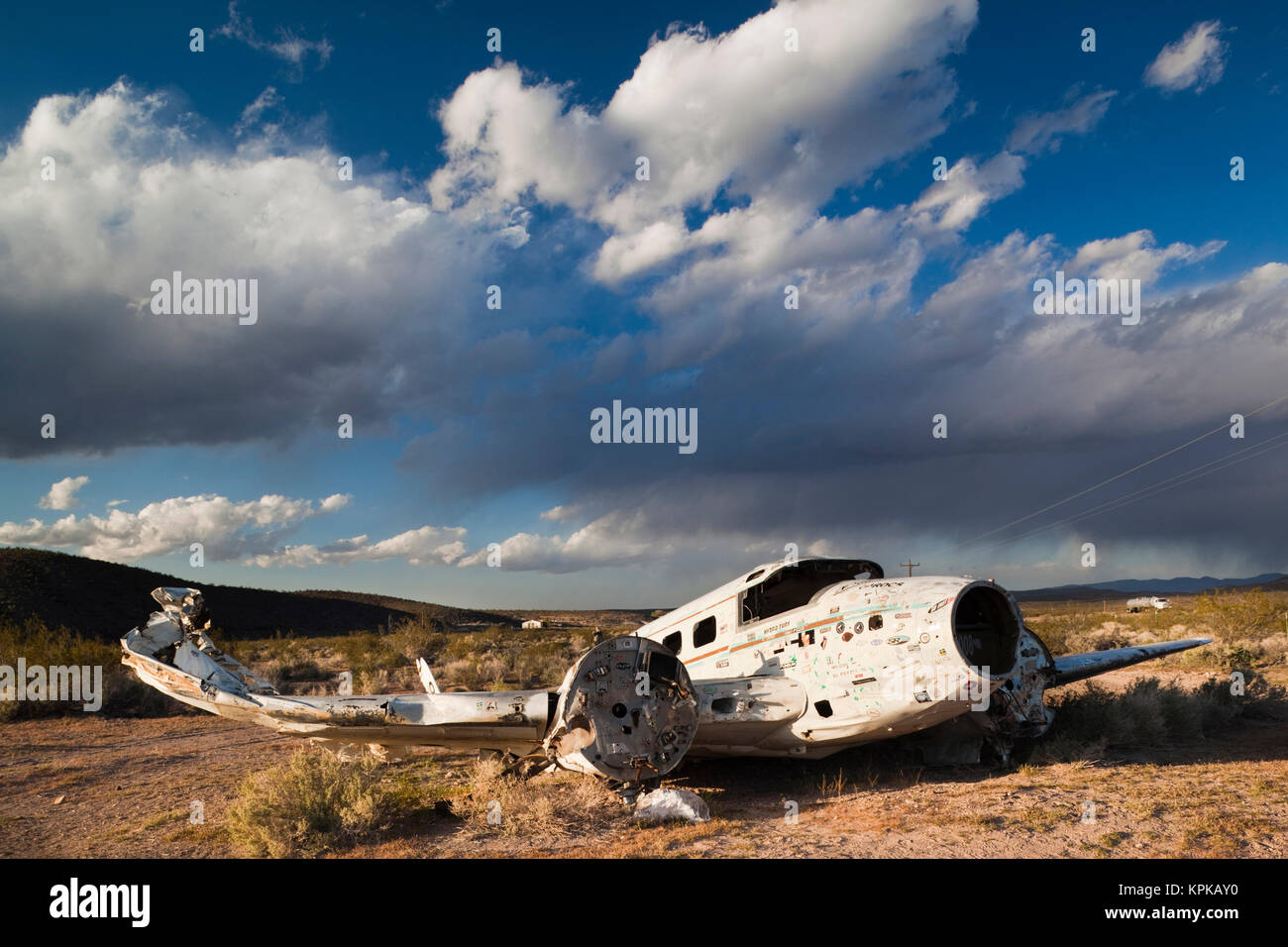 USA, Nevada, Great Basin, Beatty, abandoned small airplane by Angels Ladies Brothel Stock Photo ...