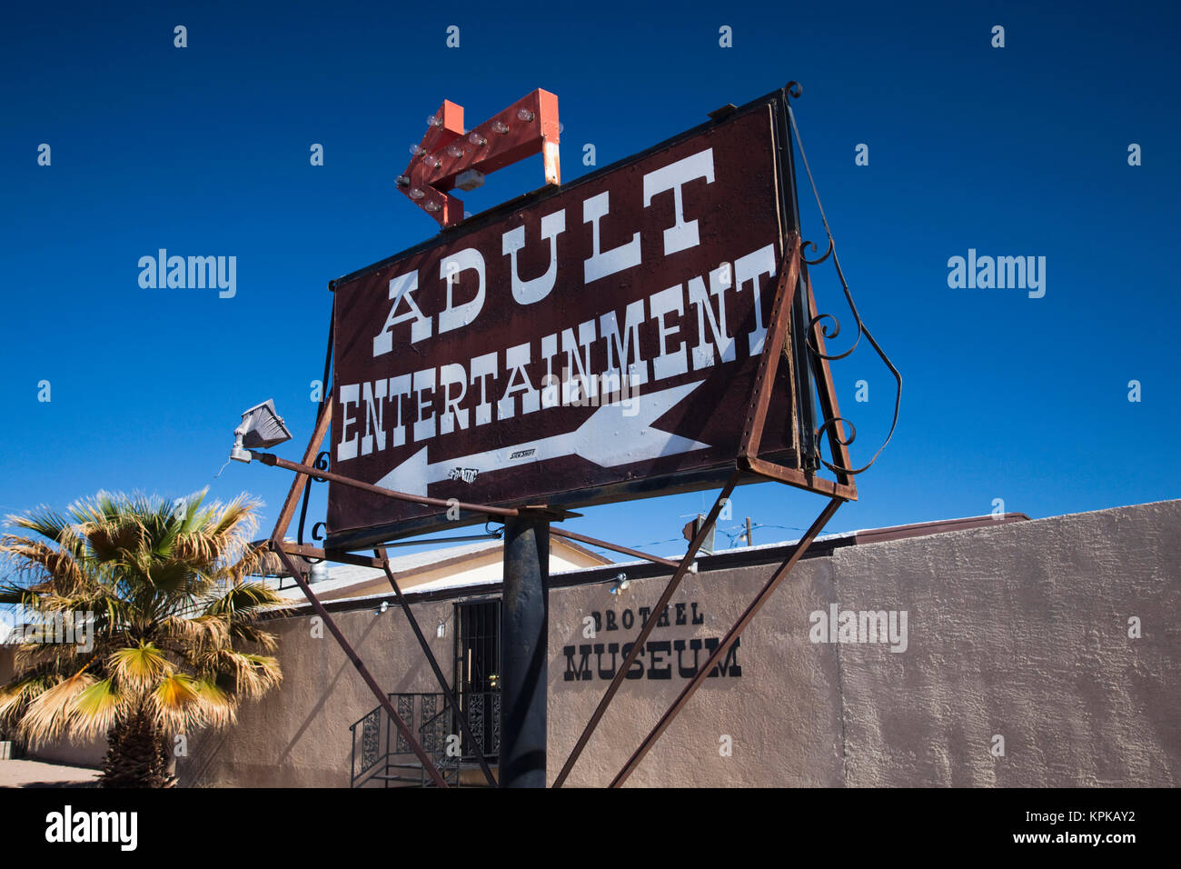 USA, Nevada, Great Basin, Amargosa Valley, Cherry Patch Brothel sign ...