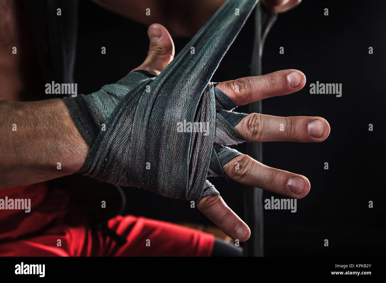 Close-up hand of muscular man with bandage Stock Photo - Alamy