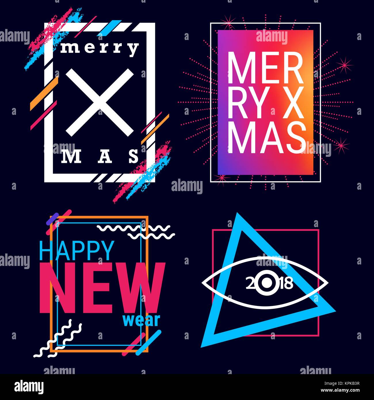 Merry Christmas and Happy New Year Vector Frame for Text Design. Modern ...