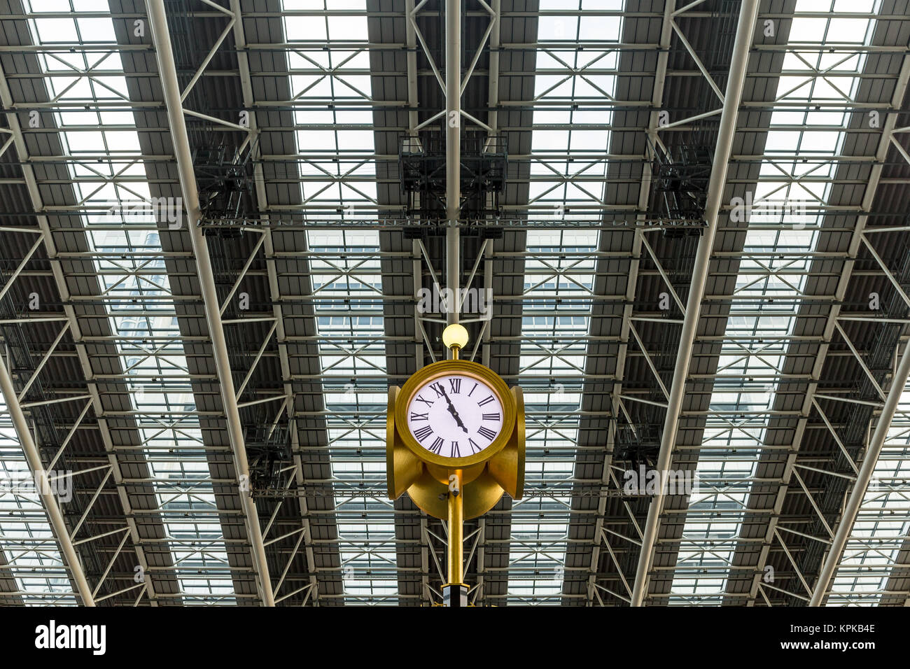 Clock tower in space time of osaka station Stock Photo - Alamy