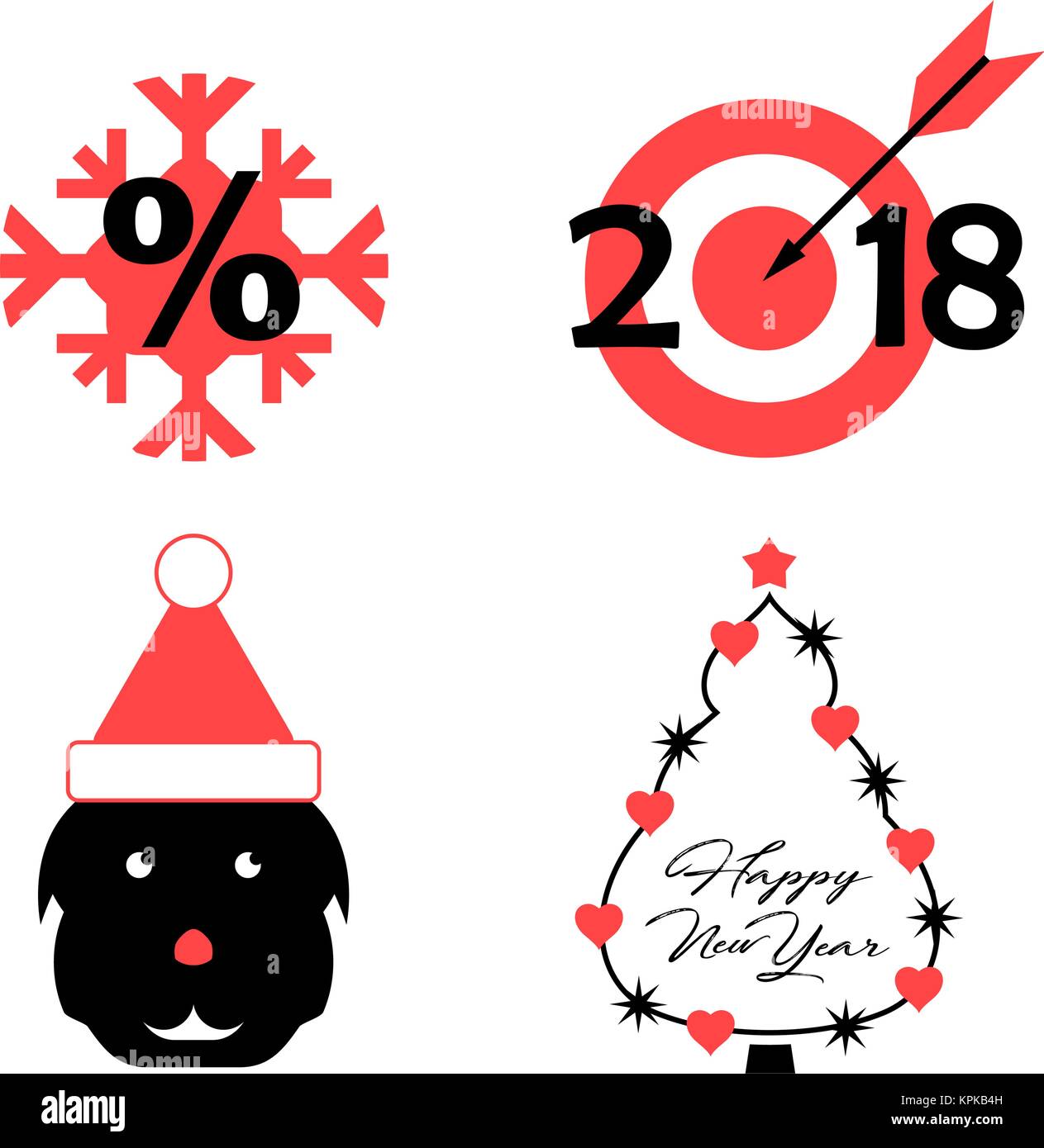 Vector Symbols of the Upcoming 2018 Year of the Dog: Snowflake, Target ...