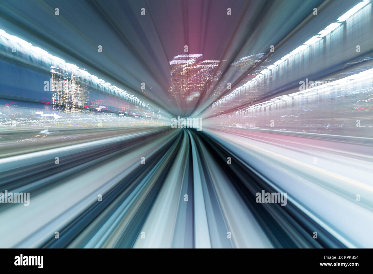 Train moving fast at night Stock Photo - Alamy