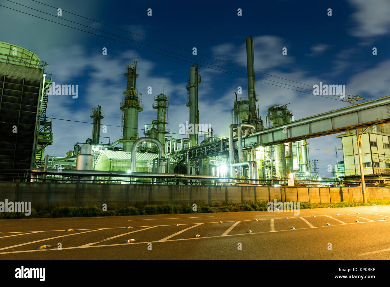 Industrial building at night Stock Photo - Alamy