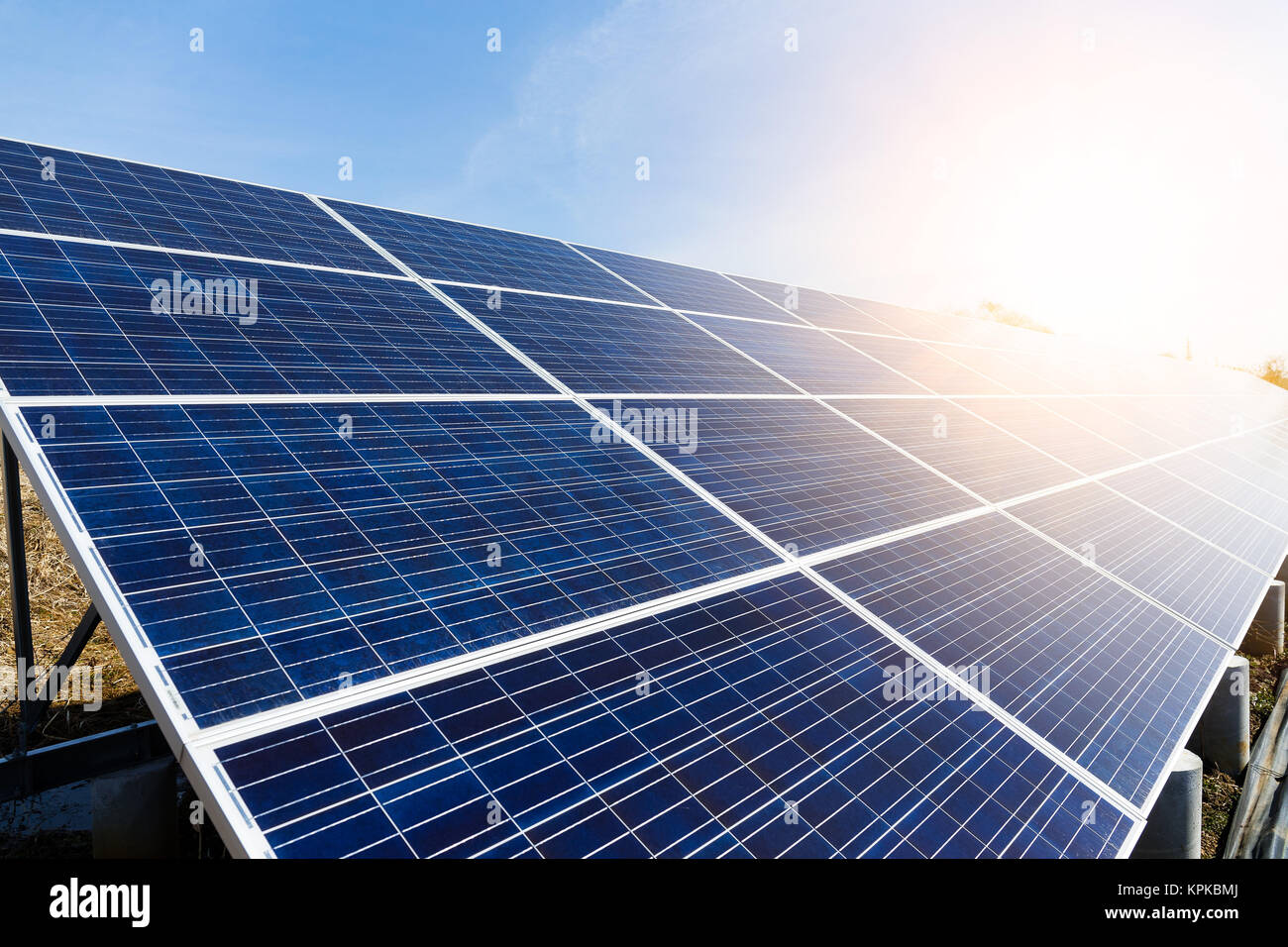 Solar panel under sun light Stock Photo - Alamy
